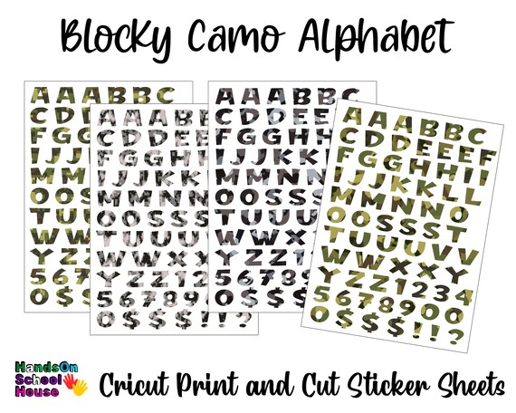 Cricut Print and Cut Stickers Blocky Camo Camouflage Block | Etsy