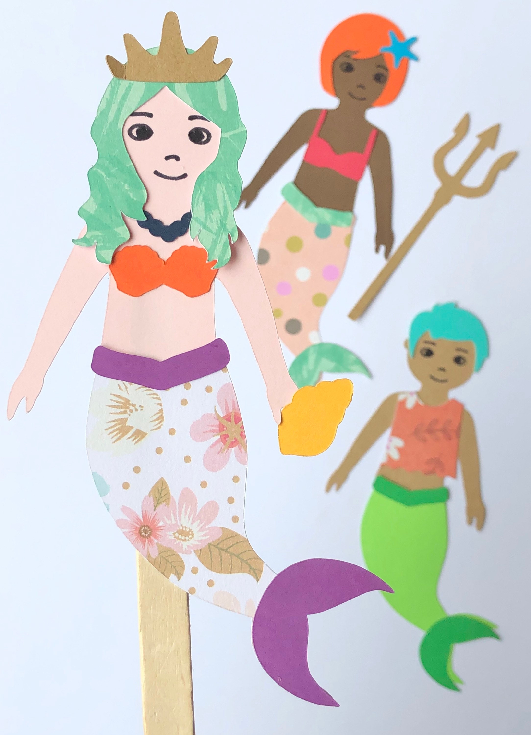 Mermaid Popsicle Stick Puppet Download a Downloadable - Etsy