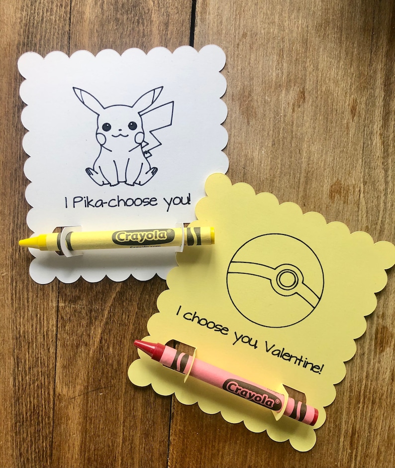 Pokemon Valentine's Crayon Card SVG, Boys Valentines SVG- a Cricut ...