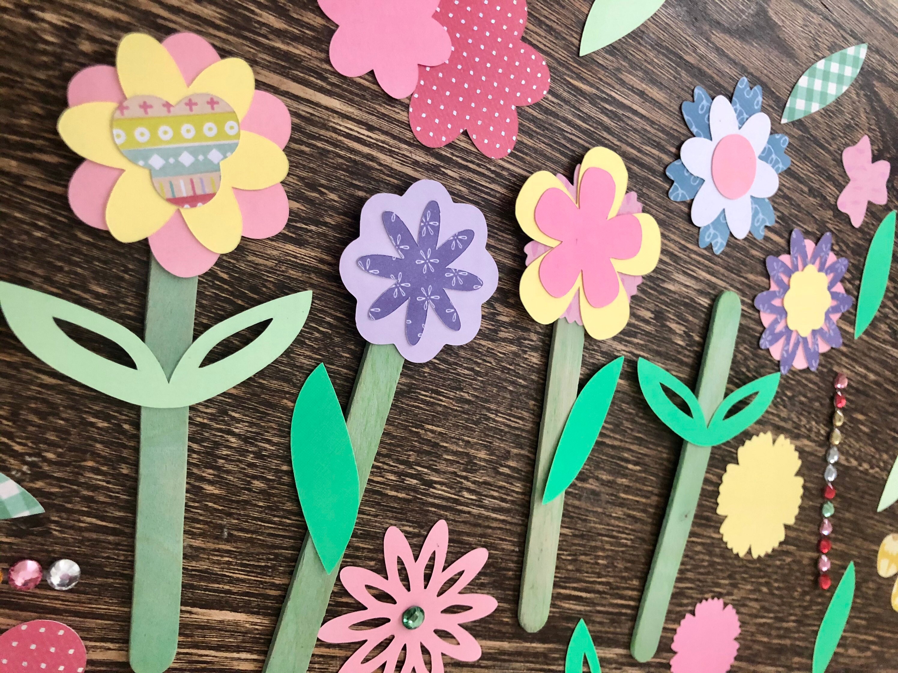 Flower Garden Popsicle Stick SVG Download Spring Flowers - Etsy