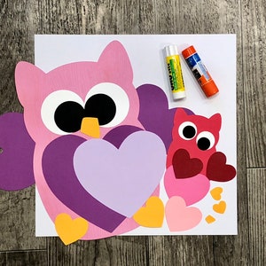 Valentines Kids Craft OWL SVG Cut File and PDF Printable- a Heart ...