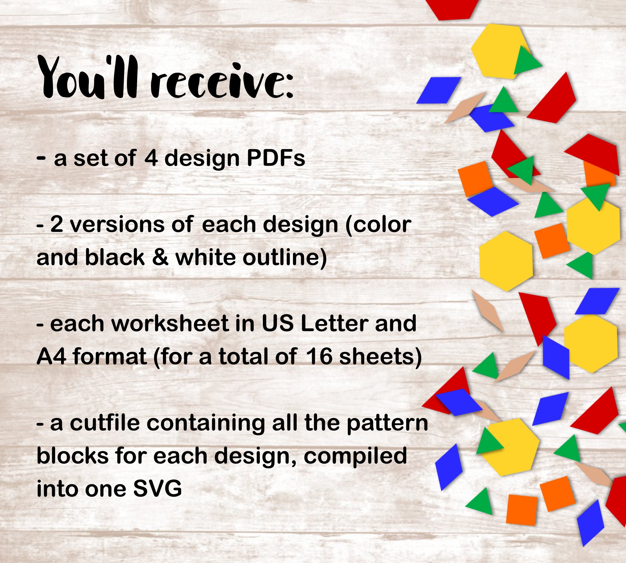 Reflection Pattern Block PDF Worksheet and SVG Set four | Etsy