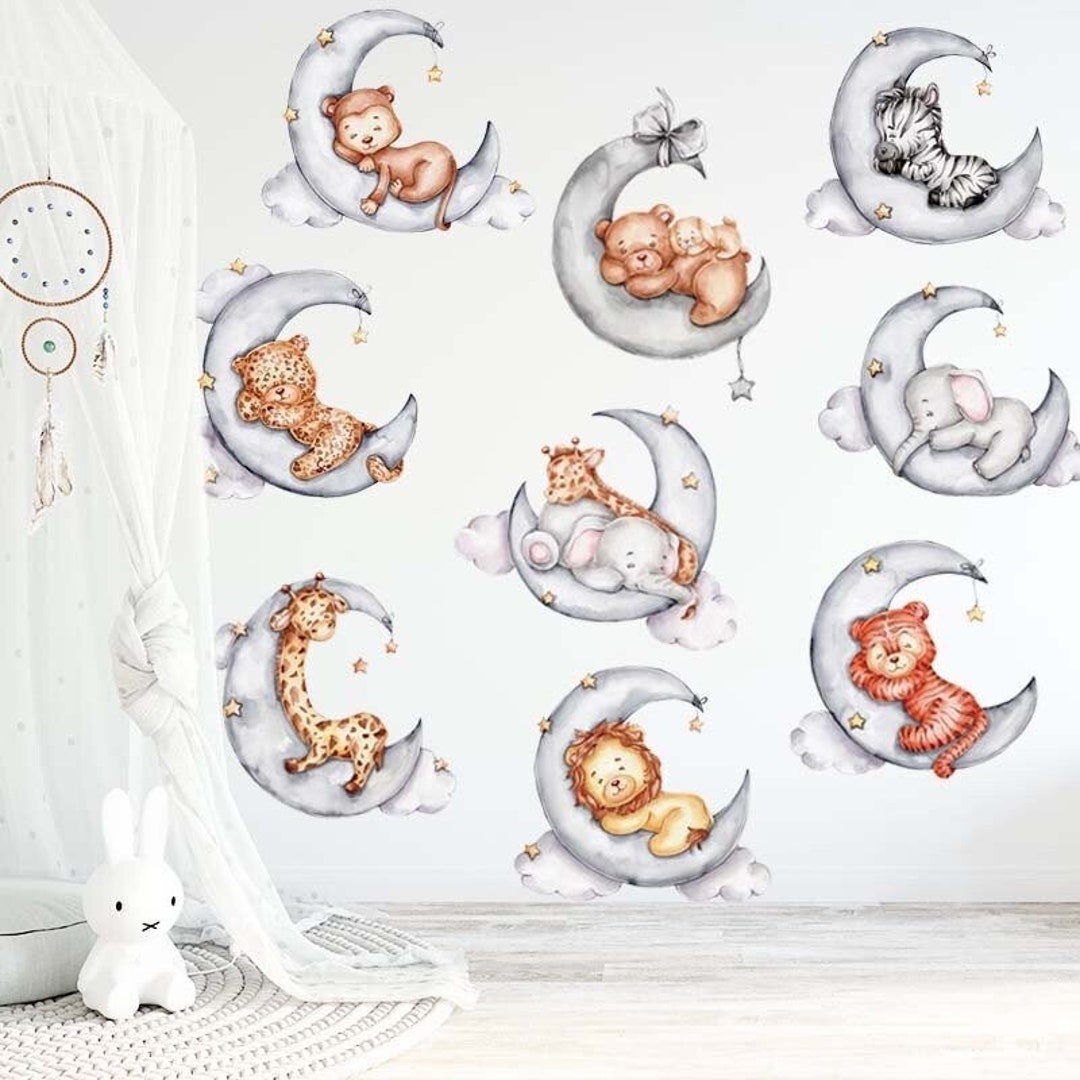 Baby Room Stickers, Children's Wall Stickers, Cute Pet Stickers, Moon ...