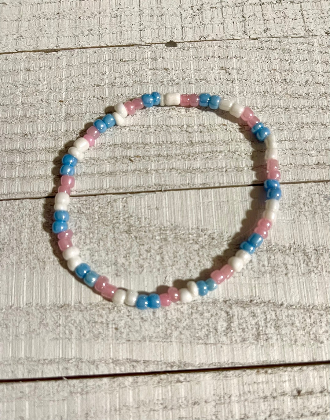 Transgender Pride Bracelet Trans Pink White Blue - 2 by 2 Pearl - Etsy