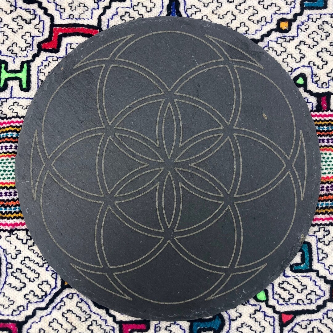 Seed of Life - Slate - 8" Round Crystal Grid - Sacred Geometry ...