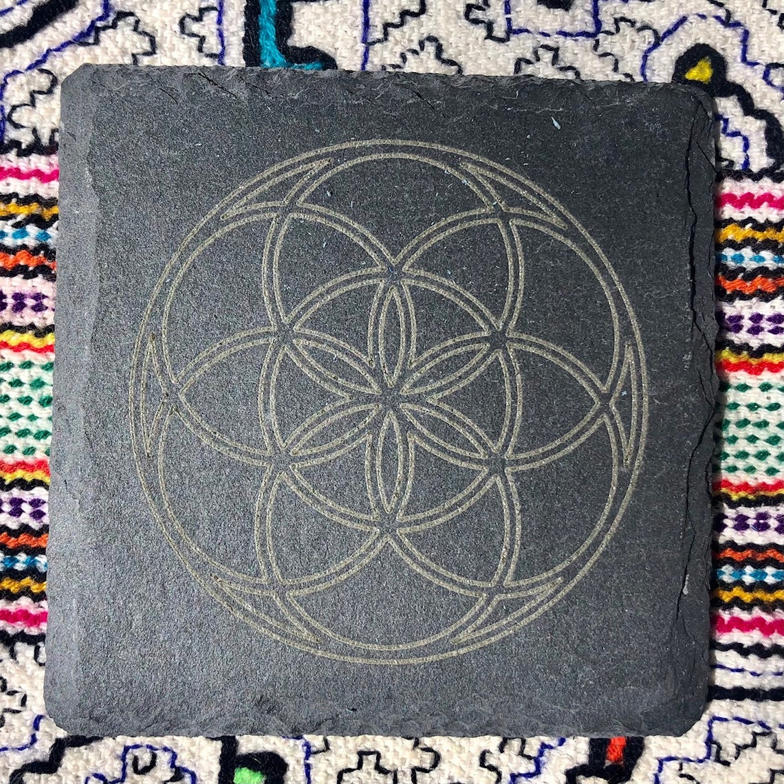 Seed of Life (genesis Pattern) - Mini Crystal Grid - 4"x4" Slate ...