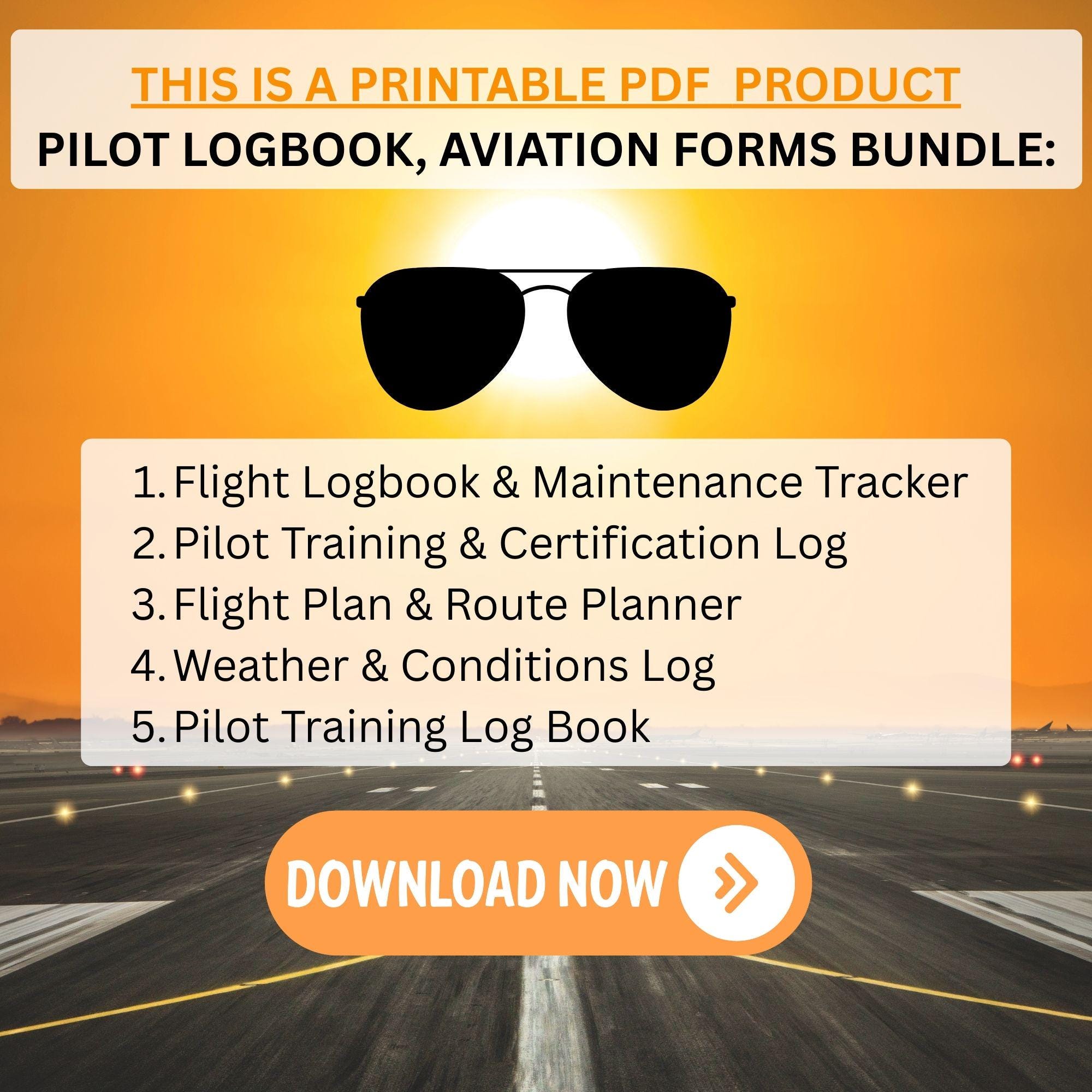 PRINTABLE PDF Pilot Logbook, Aviation Forms Bundle: Pilot Training and ...