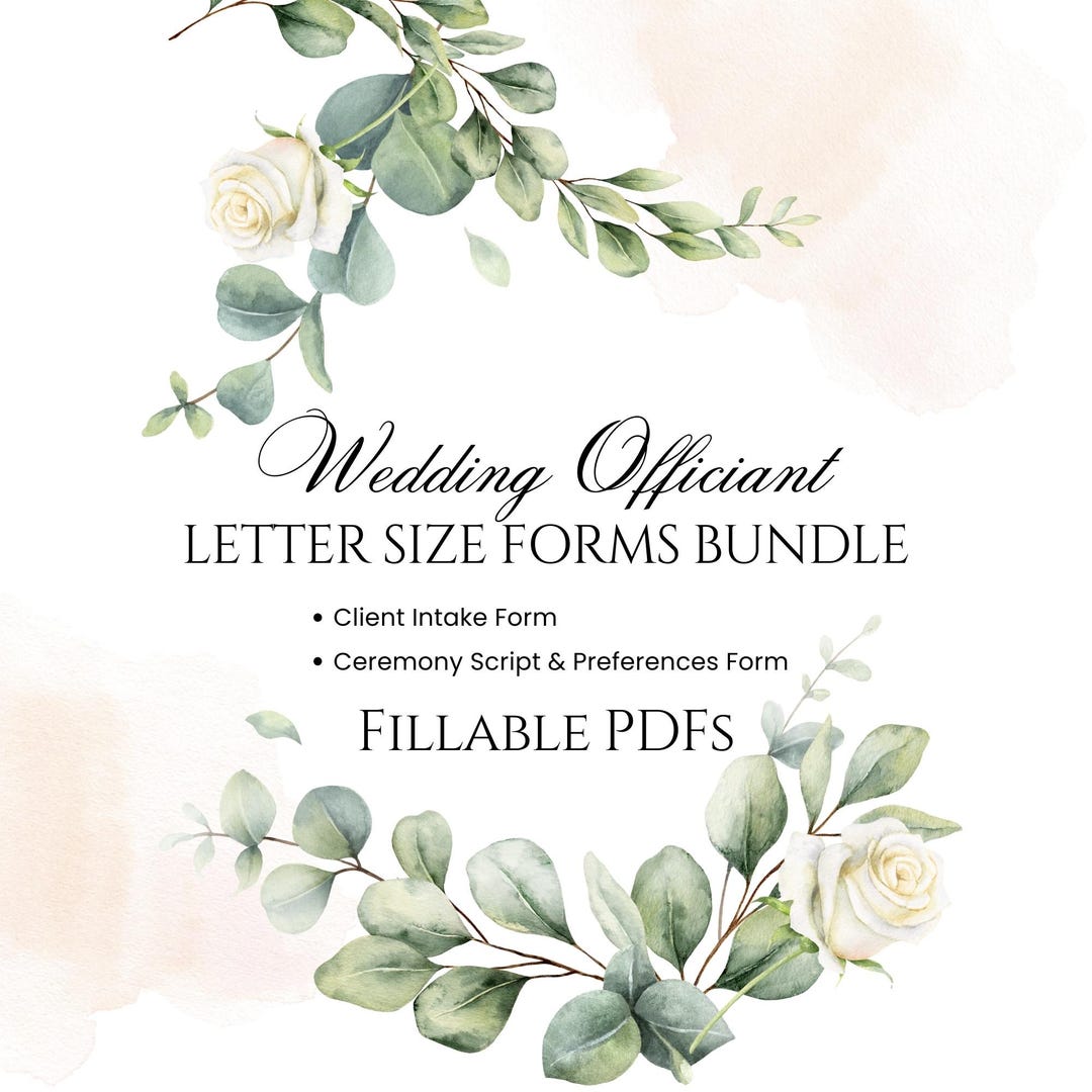 Wedding Officiant Forms – Fillable & Printable PDF Bundle for ...