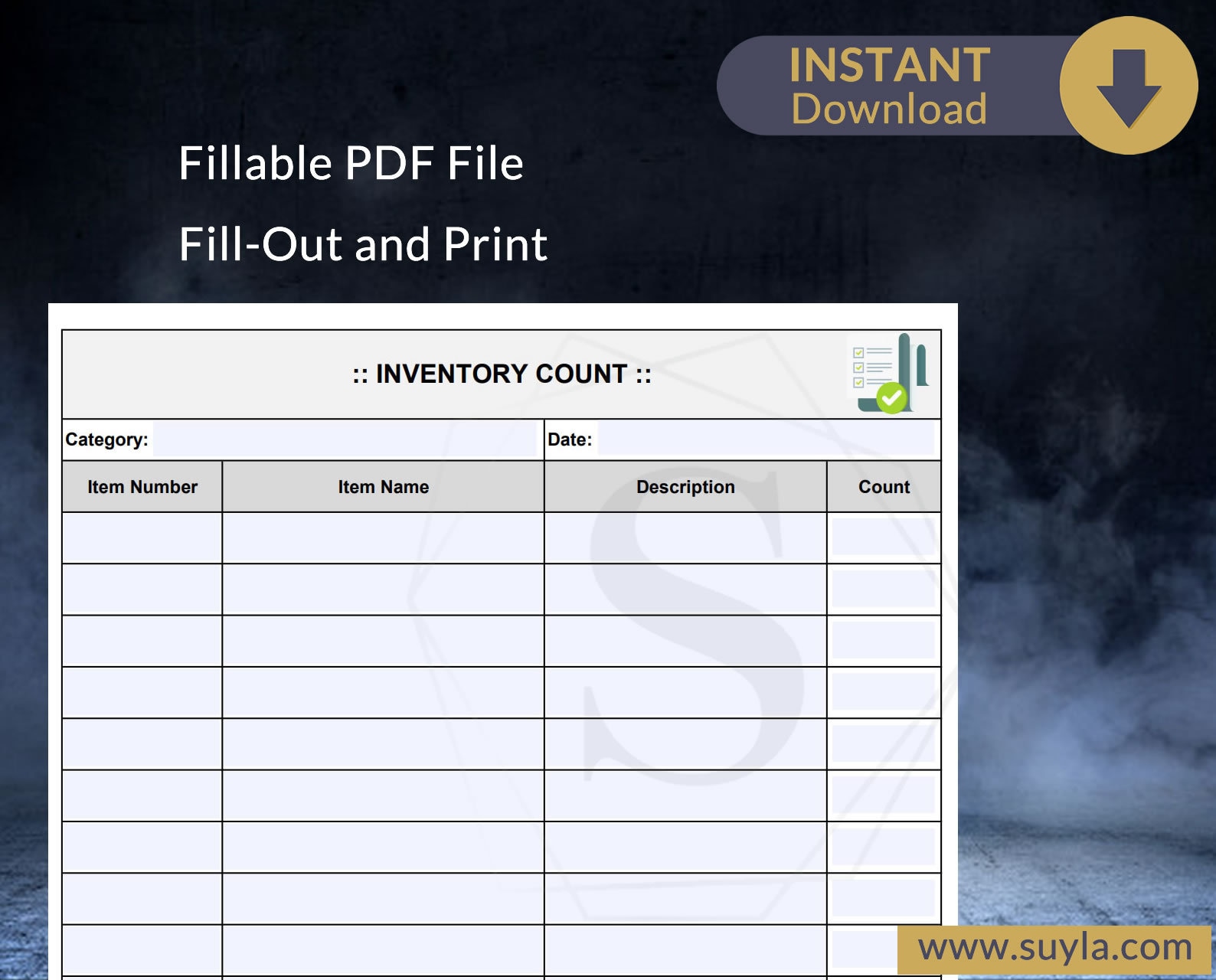 Inventory Count - Fillable PDF Form - Letter Size - Etsy