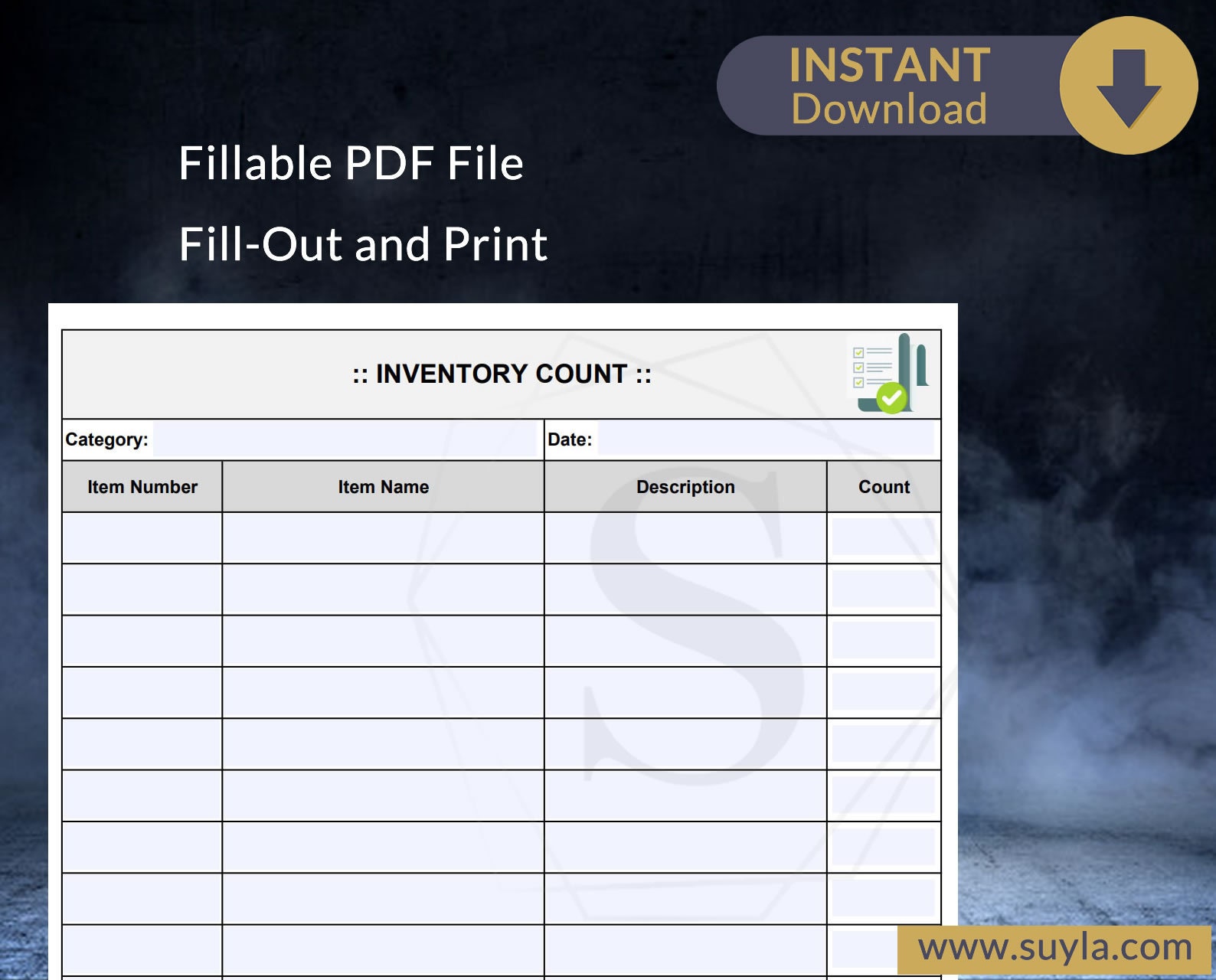 Inventory Count - Fillable PDF Form - Letter Size - Etsy