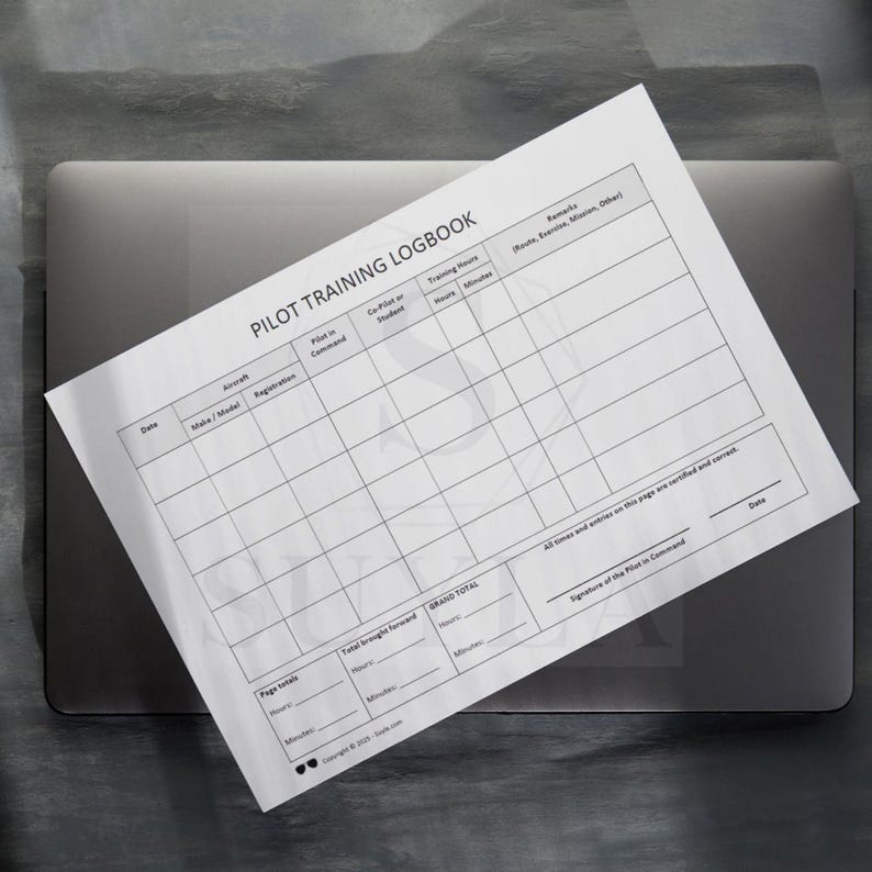 PRINTABLE PDF Pilot Logbook, Aviation Forms Bundle: Pilot Training and ...