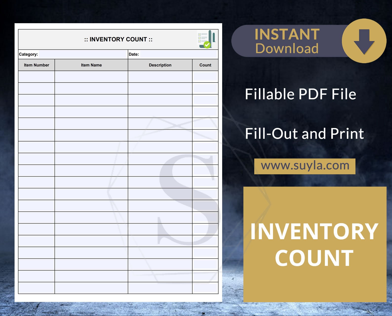Inventory Count - Fillable PDF Form - Letter Size - Etsy