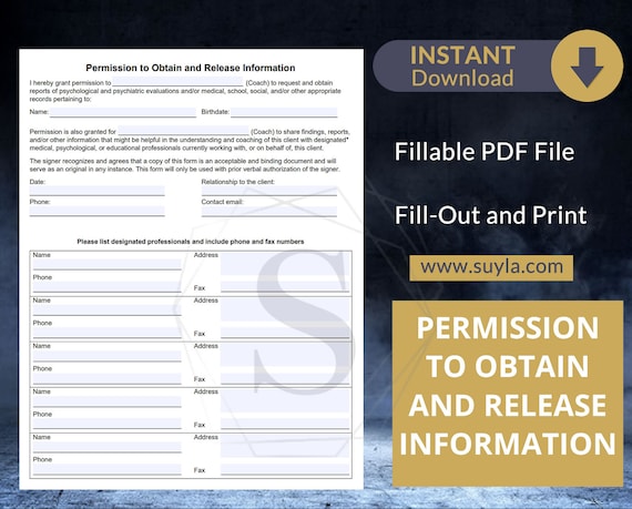 Permission to Obtain and Release Information for Coaches / - Etsy