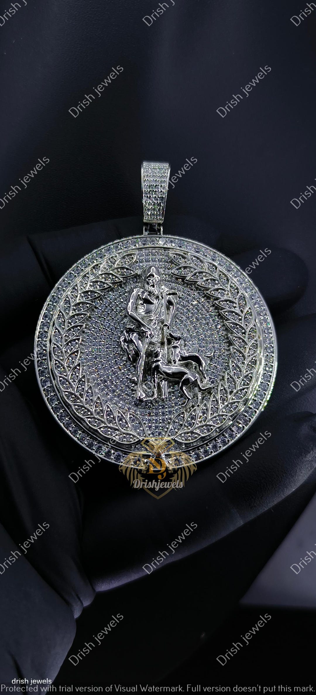 925 Sterling Silver VVS1 Moissanite Test Passer Saint Lazarus Charm ...