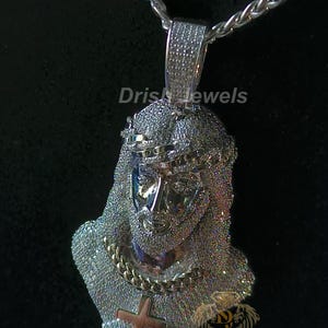 Personalized Jesus Christ Head Pendant Cross+cuban Chain Style on Neck ...