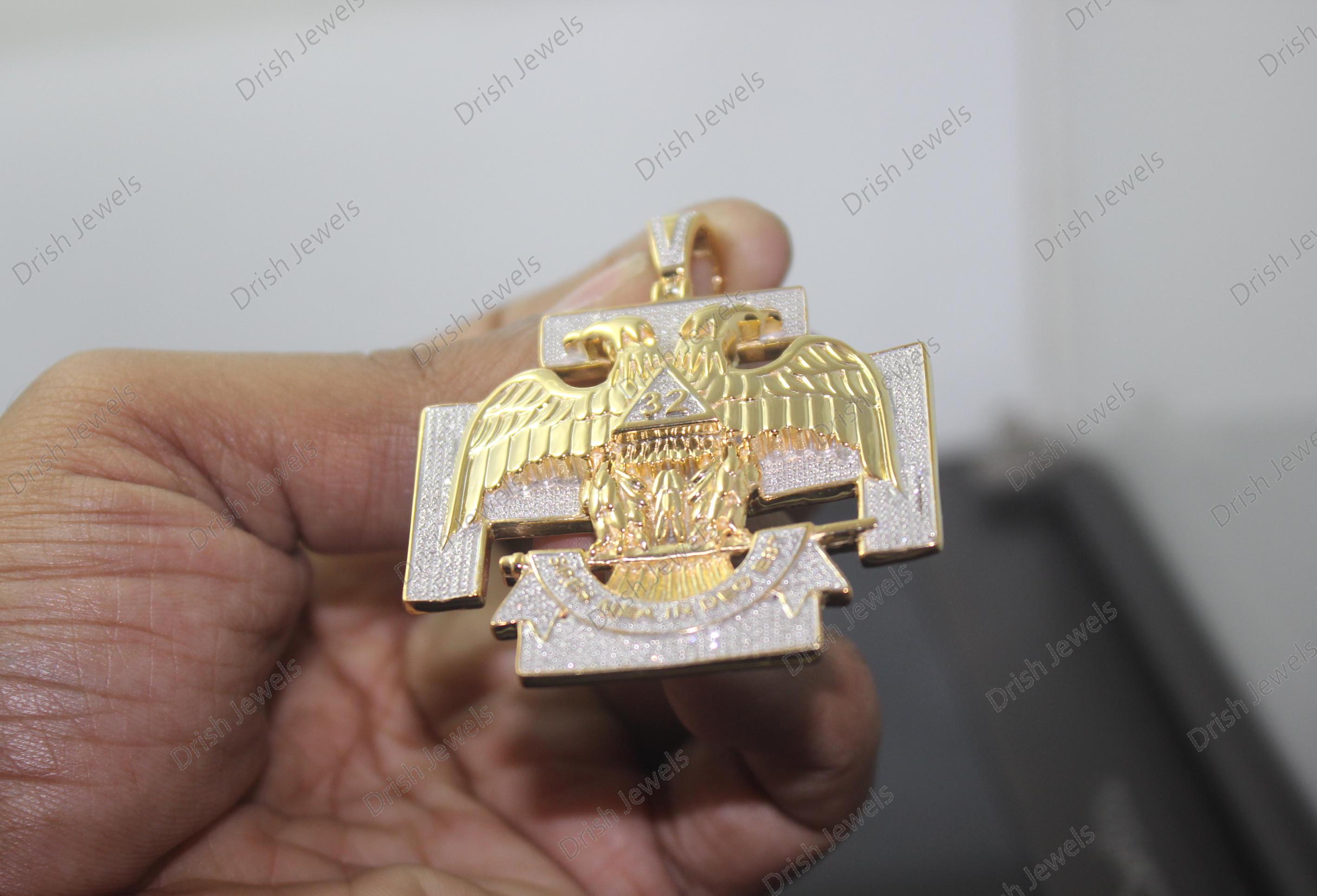 32 Degree Scottish Rite Masonic Freemason Eagle Wings Pendant Round ...