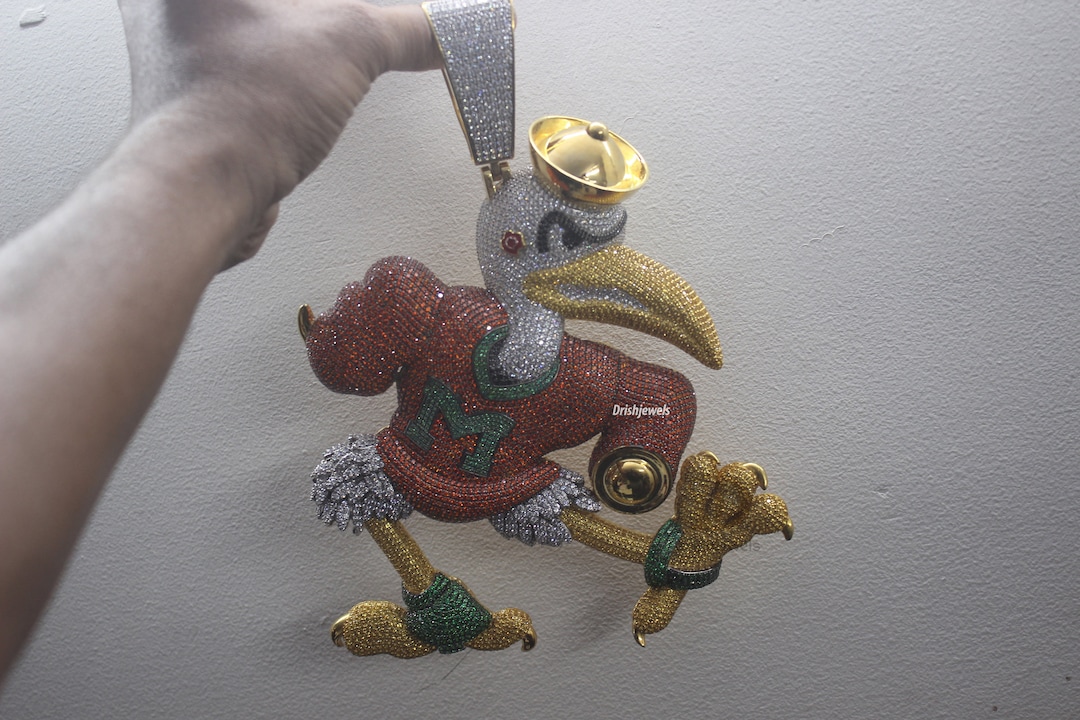 30 Ct Round Cut Men's Custom Pendant 14K Gold Plated, Hen Character ...