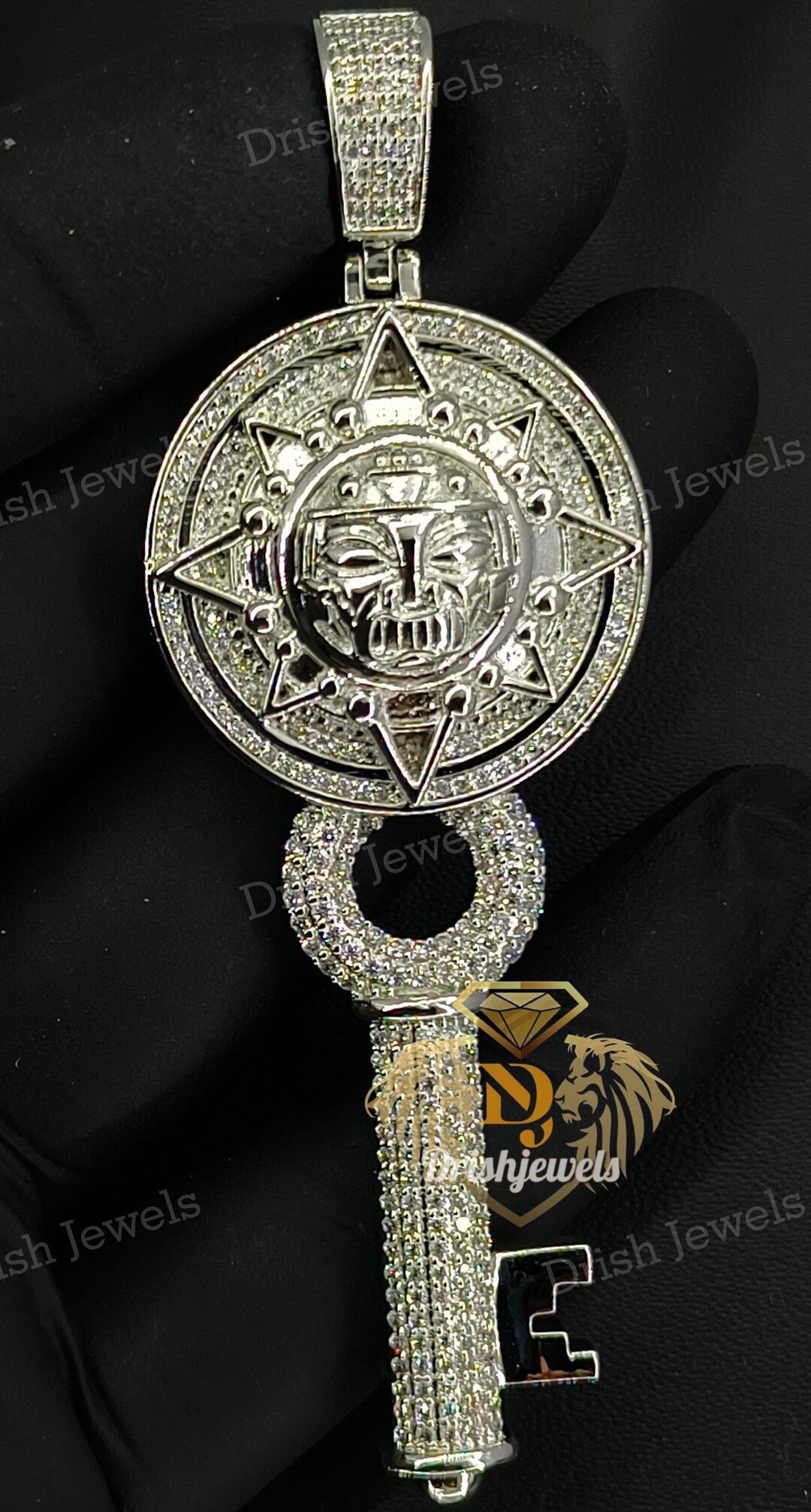 Azteca Sun God Aztec Mayan Calendar Key Pendant Charm Cz/moissanite ...