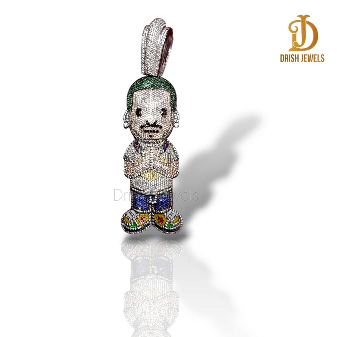 Men's Character Pendant Custom Charm With 11.75 Ctw Multicolor Iced ...