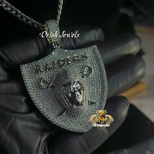 Raiders Skull Pendant: 925 Silver Moissanite Football Team Medallion - Etsy
