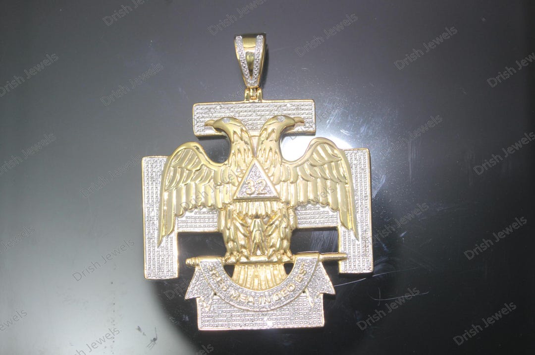 32 Degree Scottish Rite Masonic Freemason Eagle Wings Pendant Round ...