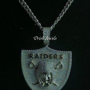Raiders Skull Pendant: 925 Silver Moissanite Football Team Medallion - Etsy