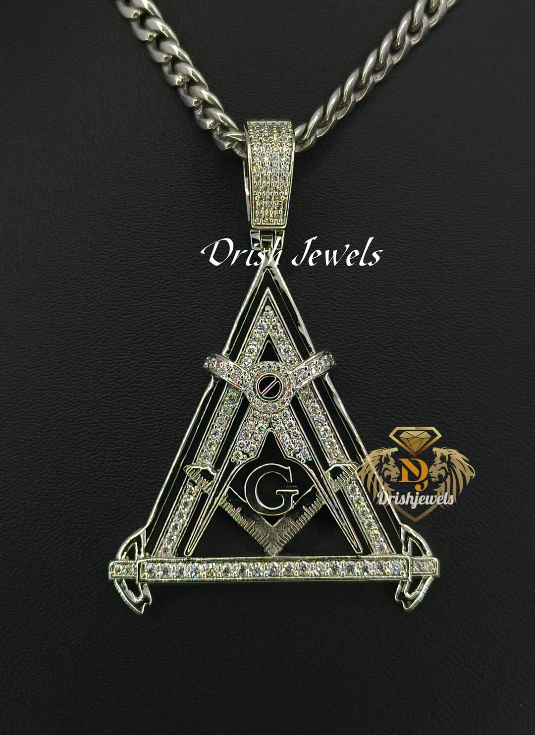Triangle Shape Masonic Freemason G Compass Pendant, Real 925 Sterling ...