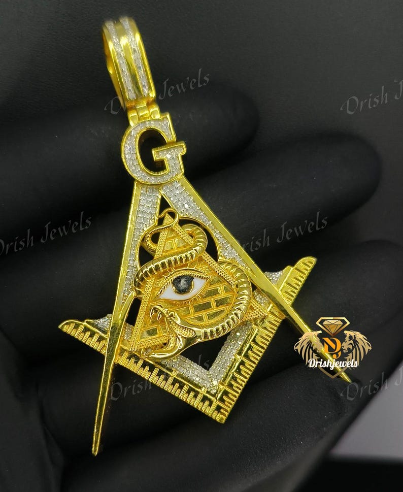 Diamond Masonic Eye of Providence Snake Pendant: Sterling Silver, 14k ...