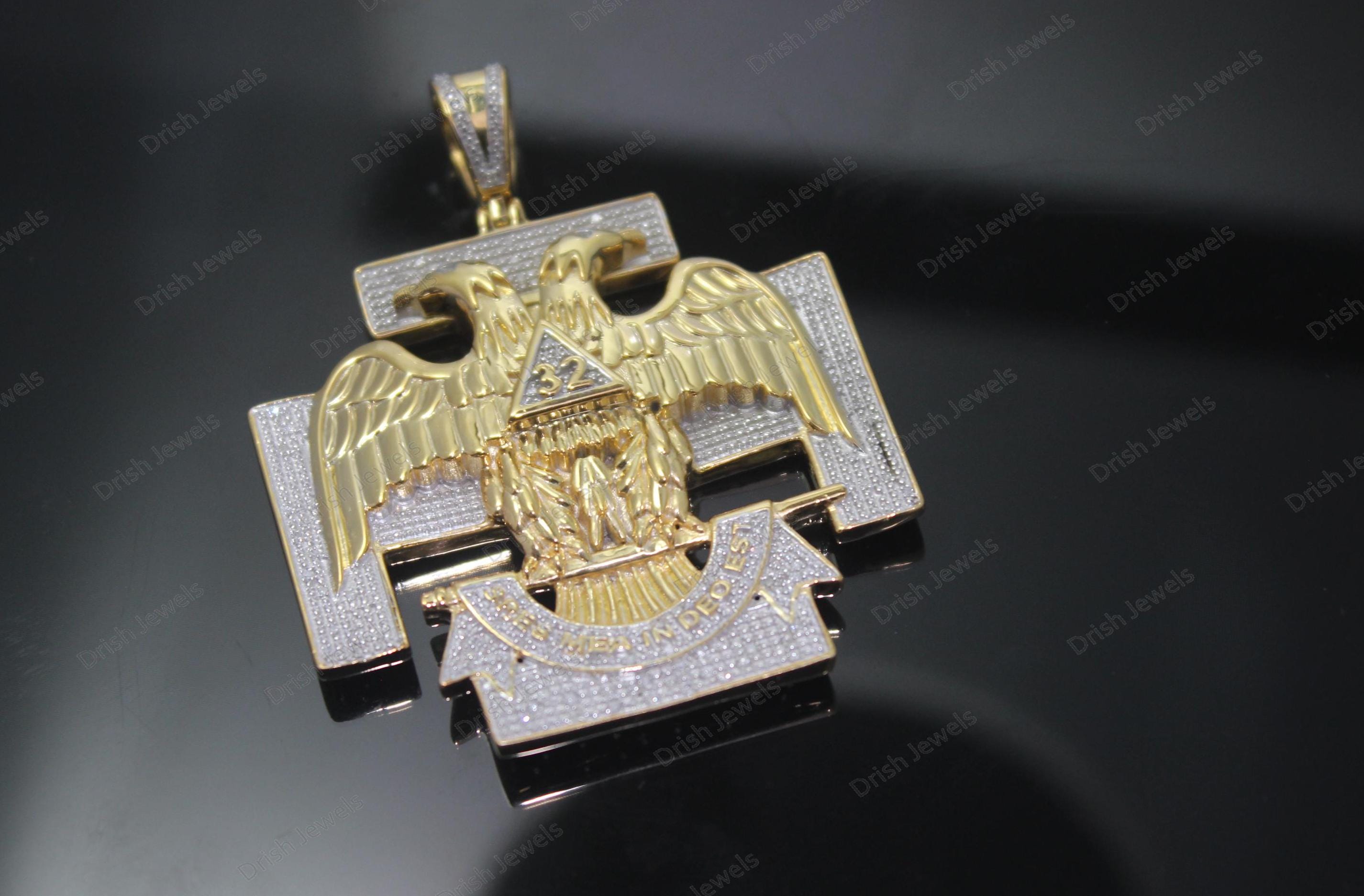 32 Degree Scottish Rite Masonic Freemason Eagle Wings Pendant Round ...