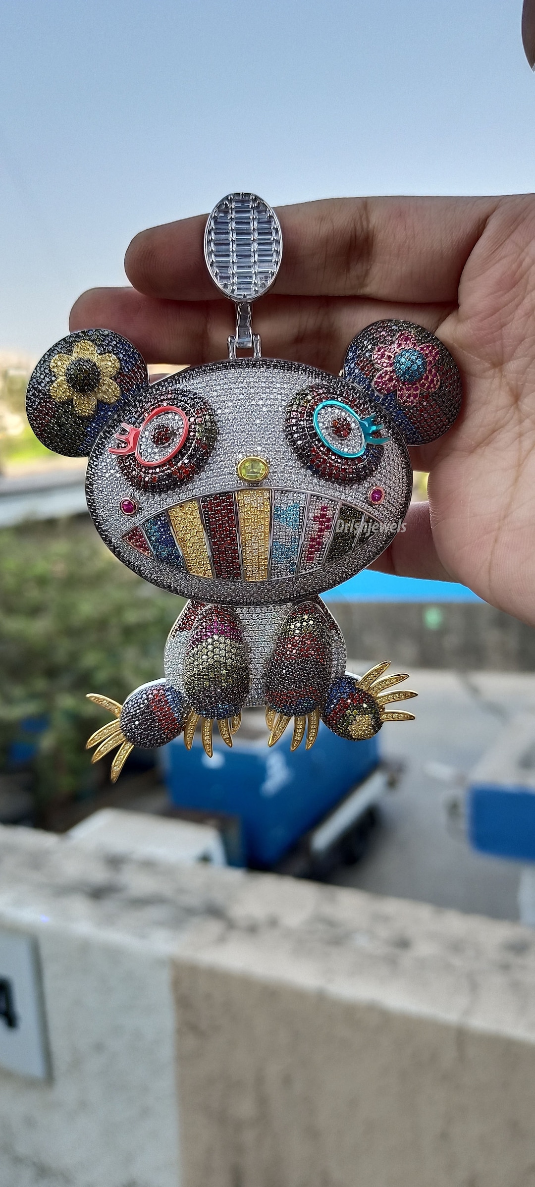 Cartoon Character Pendant, 19.30 Ct Pave Diamond, 925 Silver - Etsy