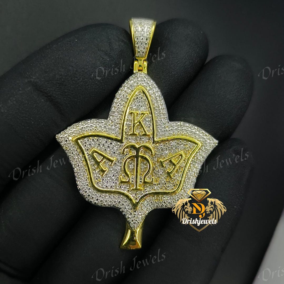 0.40 Cwt. Real Diamond Alpha Kappa AKA Ivy Leaf Greek Omega Sign Charm ...