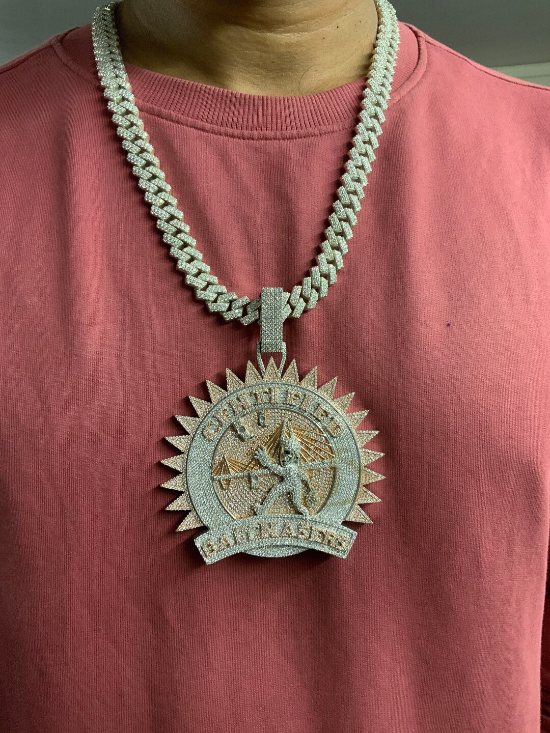 20.00 Round Cut Diamond Hip Hop Customize Pendant 14K Gold Finish Iced ...