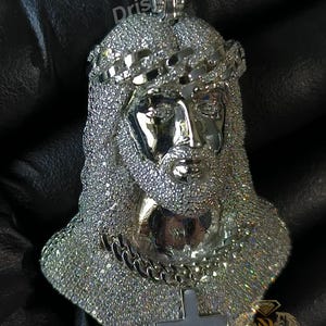 Personalized Jesus Christ Head Pendant Cross+cuban Chain Style on Neck ...