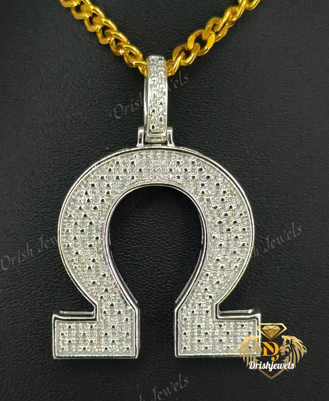 Diamond Greek Omega Pendant, Solid Sterling Silver Unisex Charm - Etsy