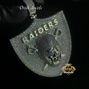 Raiders Skull Pendant: 925 Silver Moissanite Football Team Medallion - Etsy