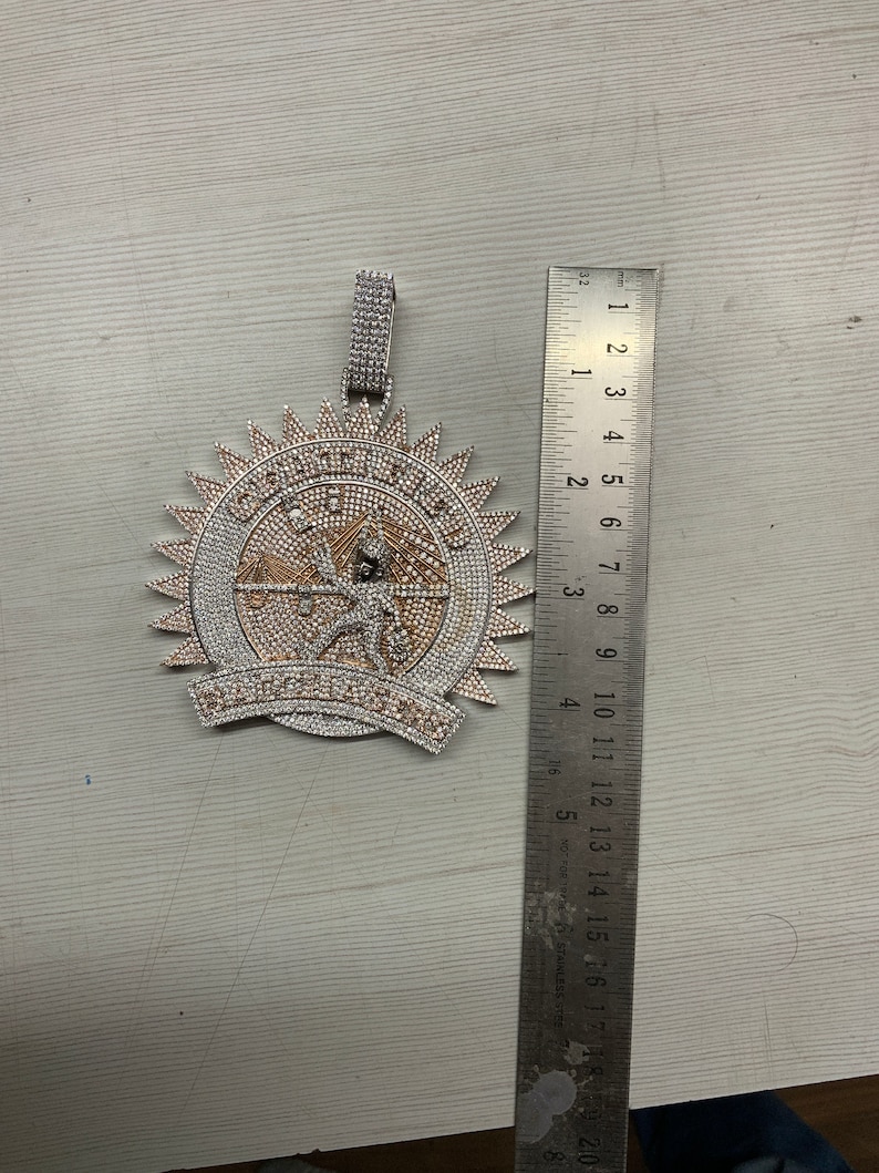 20.00 Round Cut Diamond Hip Hop Customize Pendant 14K Gold Finish Iced ...