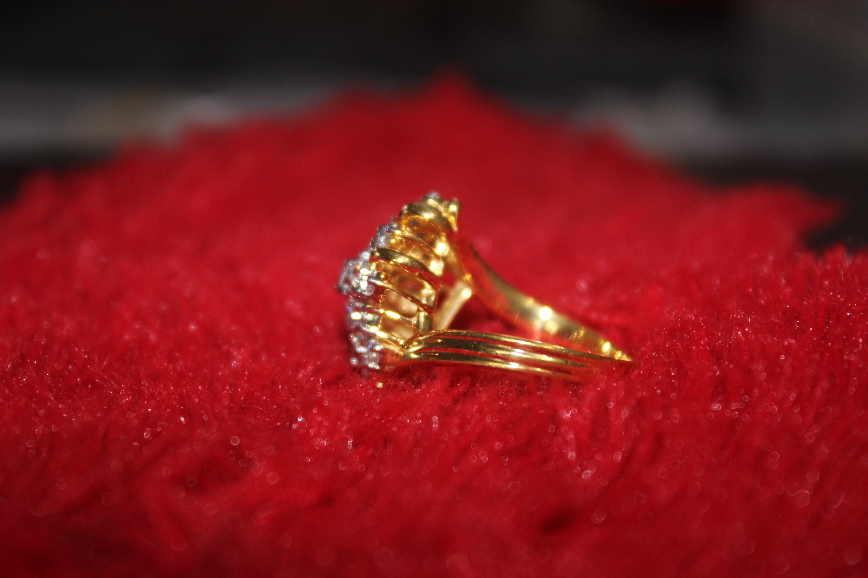 HUGE 3.00 Carat Diamond Waterfall Cluster 14K Yellow Gold Plated ...