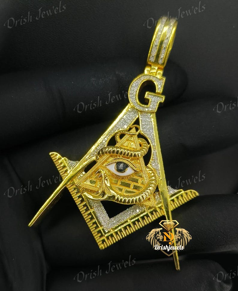 Diamond Masonic Eye of Providence Snake Pendant: Sterling Silver, 14k ...