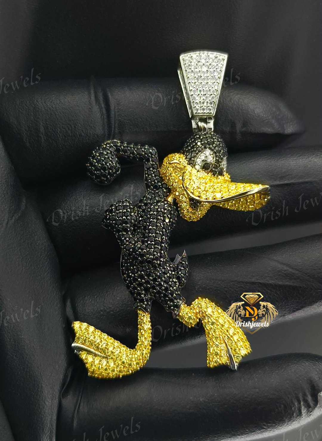 925 Sterling Silver Daffy Duck Custom Pendant, Stunning Gifted Charm ...