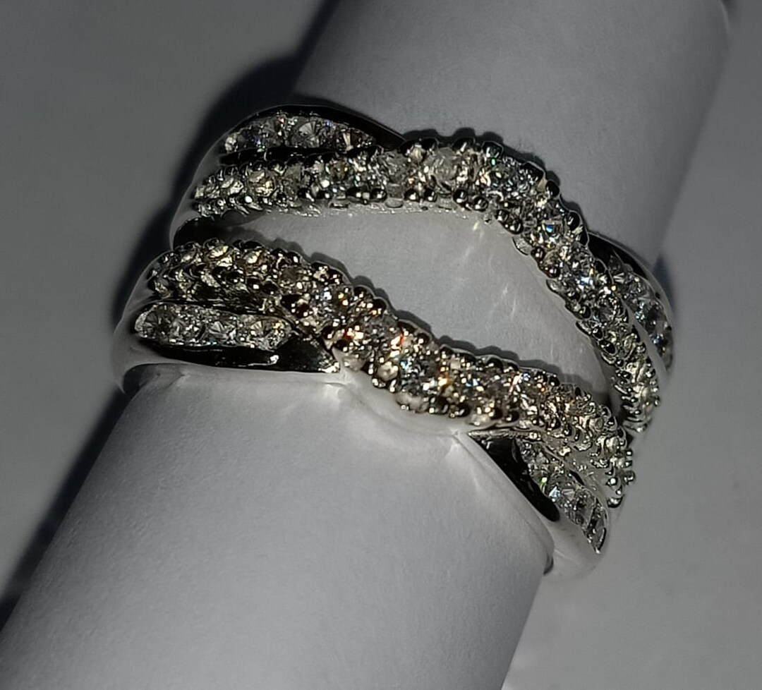 Diamond Solitaire Enhancer Ring, 14K White Gold Plated - Etsy