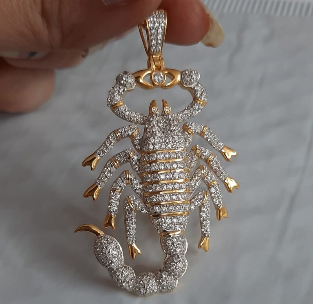3.00 Ct Scorpio Insect Hip Hop Pendant 14K Gold Finish Hip Hop Men's ...