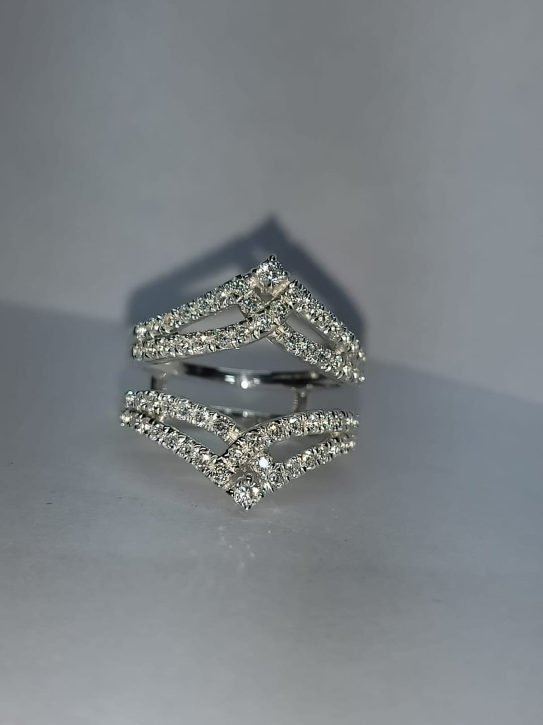 Diamond Solitaire Enhancer Ring: 1.00 Ct, 14K White Gold Plated - Etsy