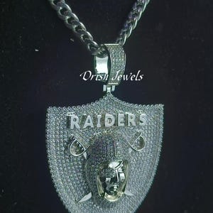 Raiders Skull Pendant: 925 Silver Moissanite Football Team Medallion - Etsy