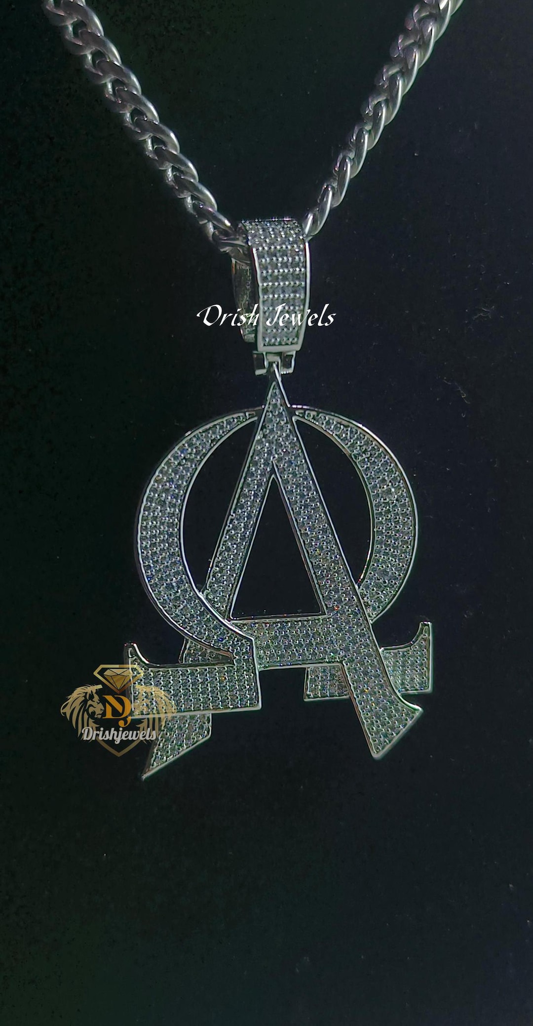 Greek Alpha and Omega Jesus Christ Symbols Christian Pendent Religious Charm in 925 Sterling ...