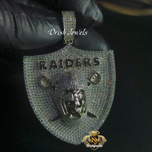 Raiders Skull Pendant: 925 Silver Moissanite Football Team Medallion - Etsy