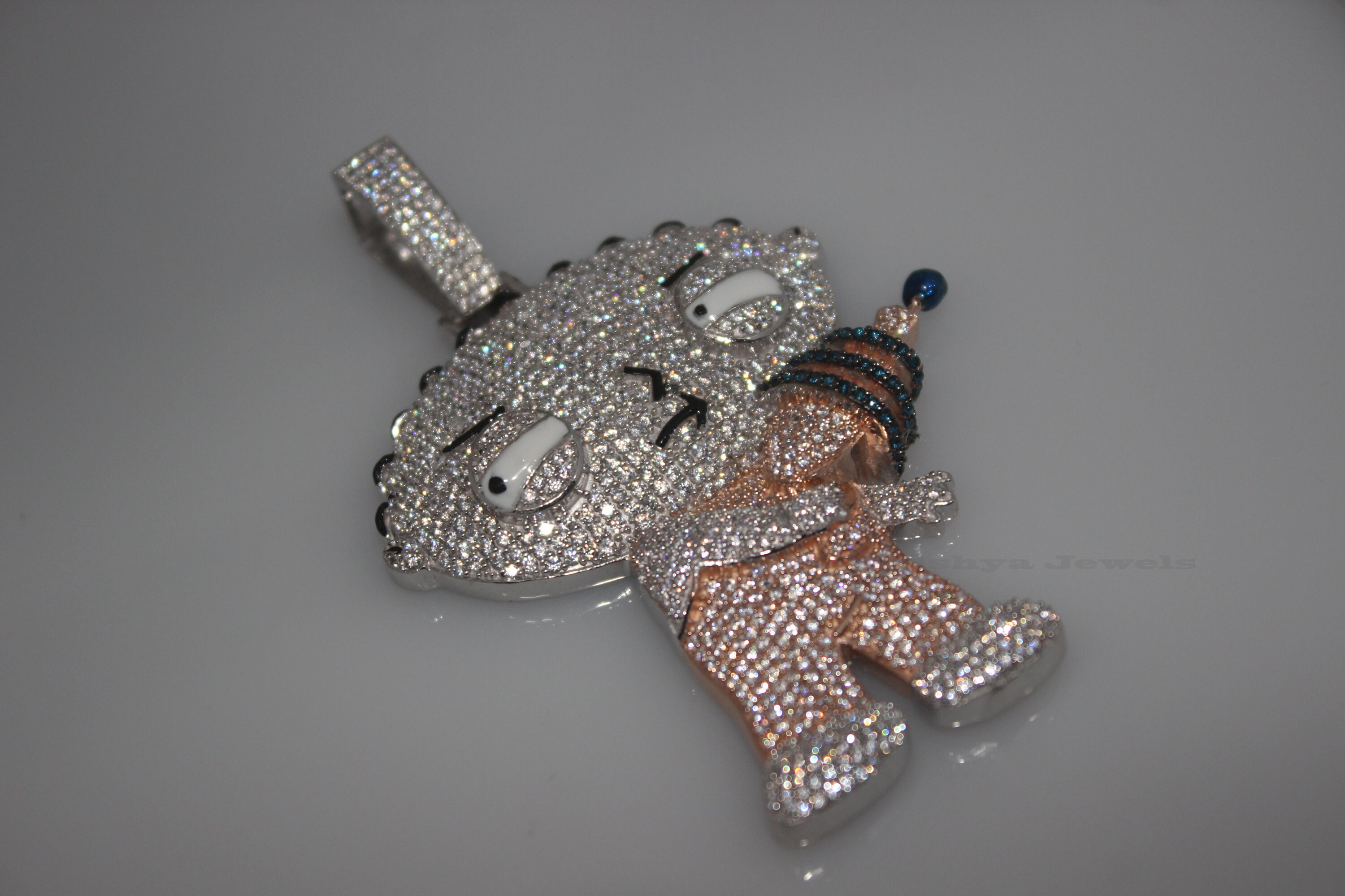 4.ct Round Cut Diamond Cartoon Hip Hop Pendant 14k White Gold Finish ...