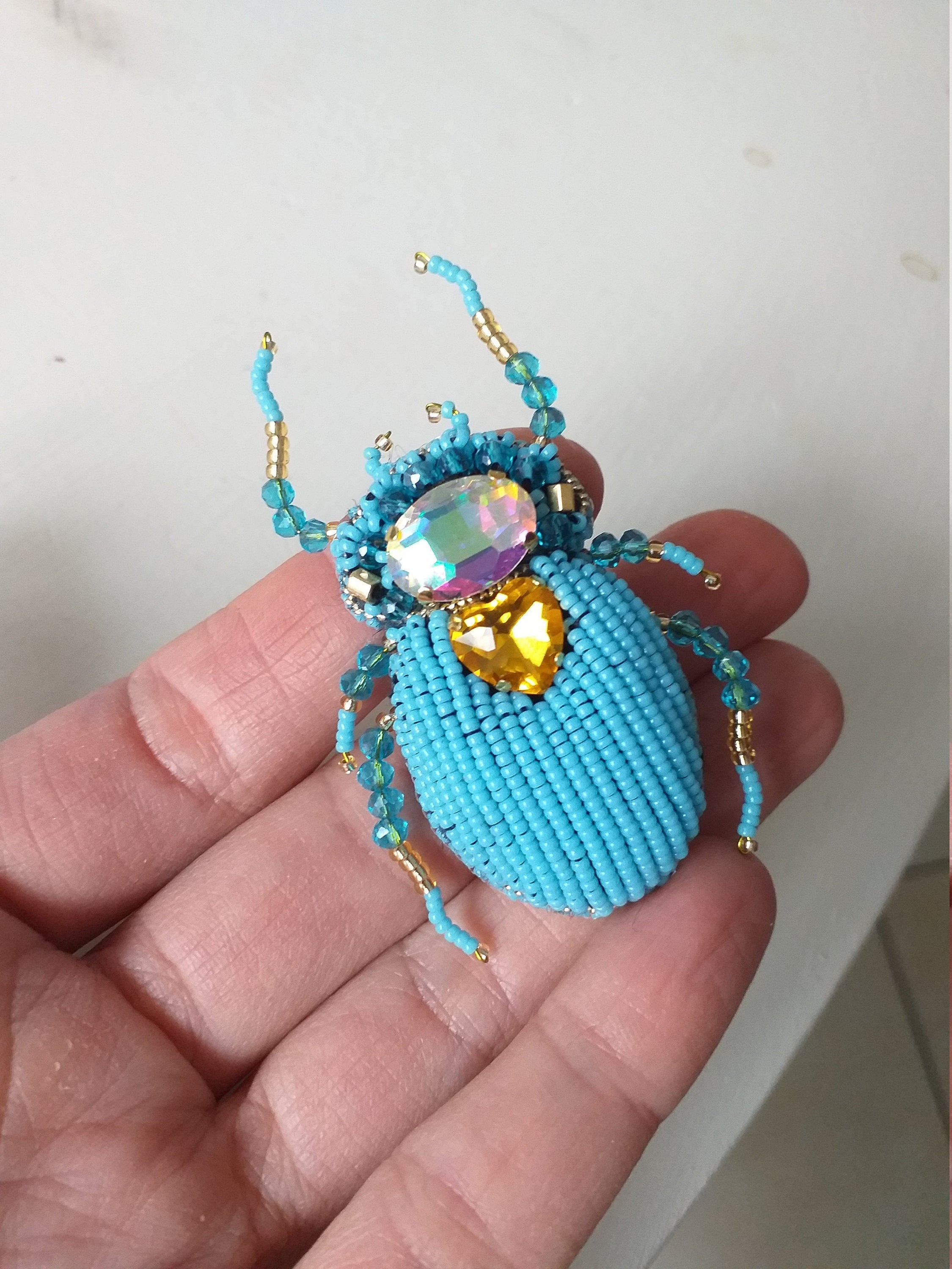 Spilla Bug Beetle Turchese Scarabeo Perline Brooch Handmade, Coleottero ...