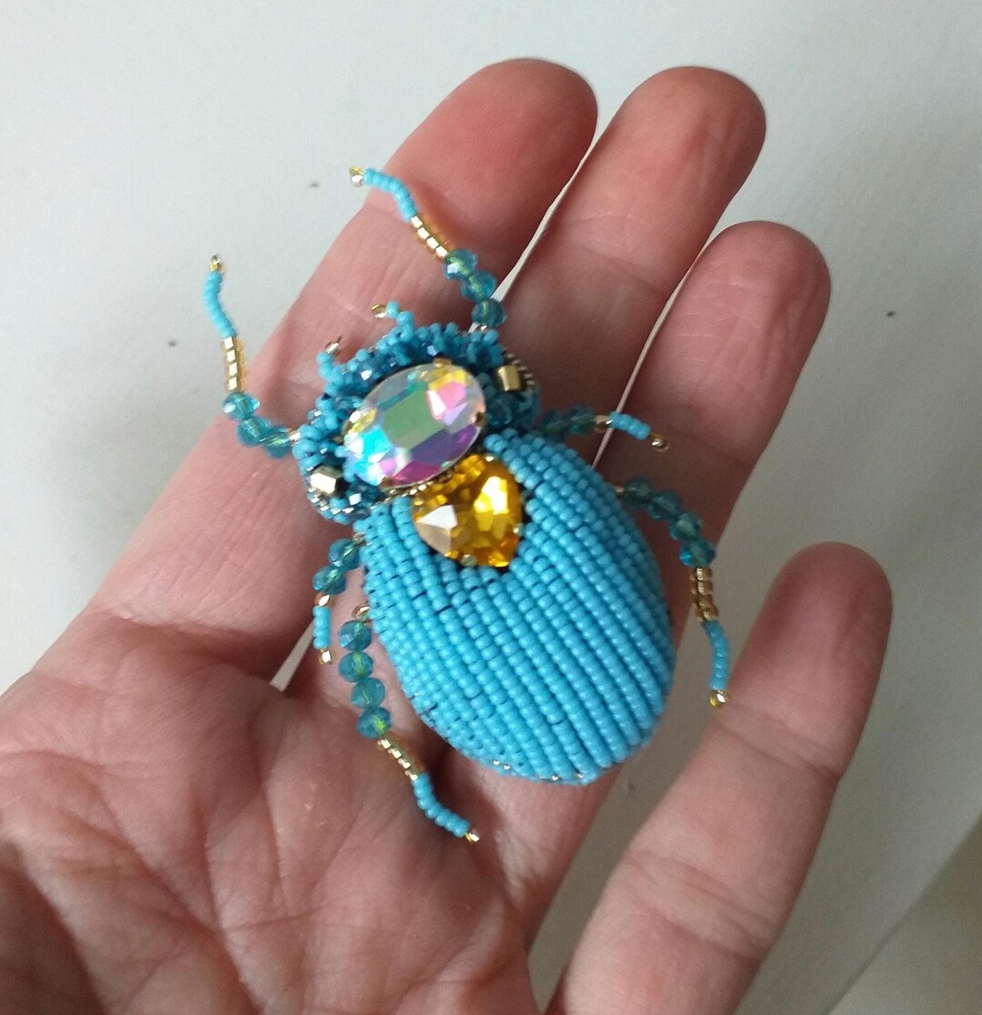 Spilla Bug Beetle Turchese Scarabeo Perline Brooch Handmade, Coleottero ...