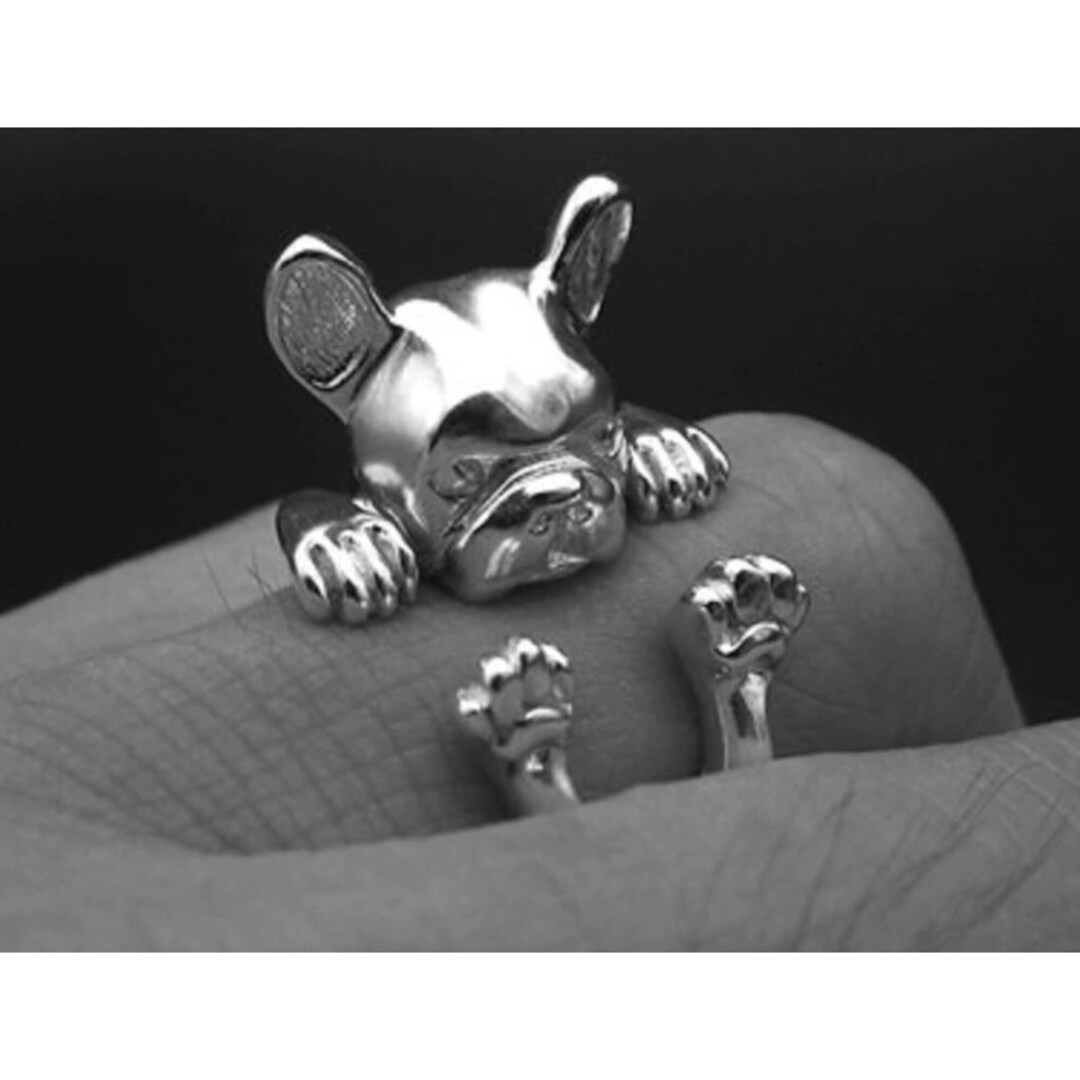 Handmade French Bulldog Wrap Ring Sterling Silver 925 Jewelry Jewellery ...
