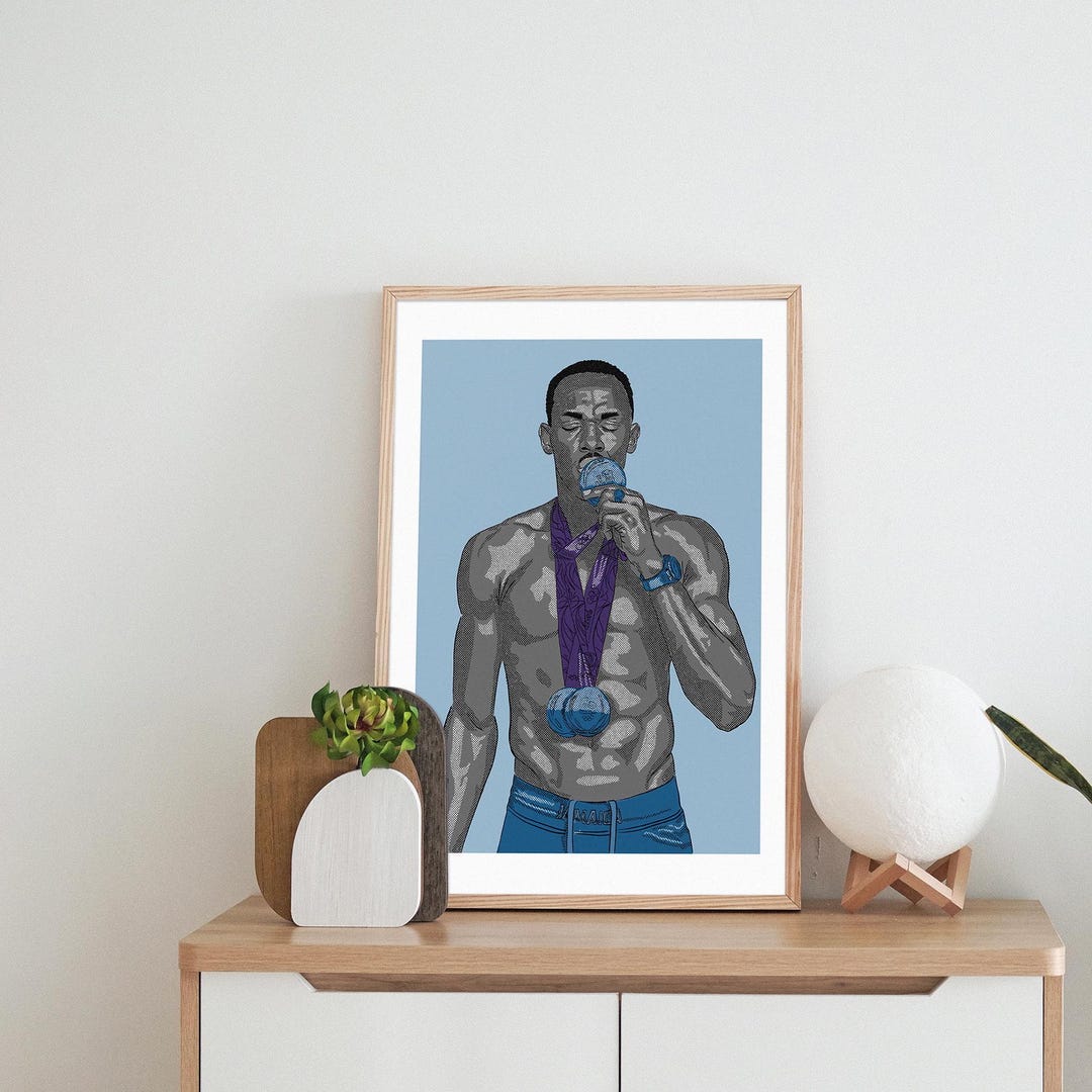 Portrait Illustration Print of Usain Bolt Usain Bolt Art Inspirational ...